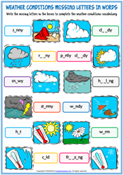 Weather Conditions ESL Vocabulary Worksheets